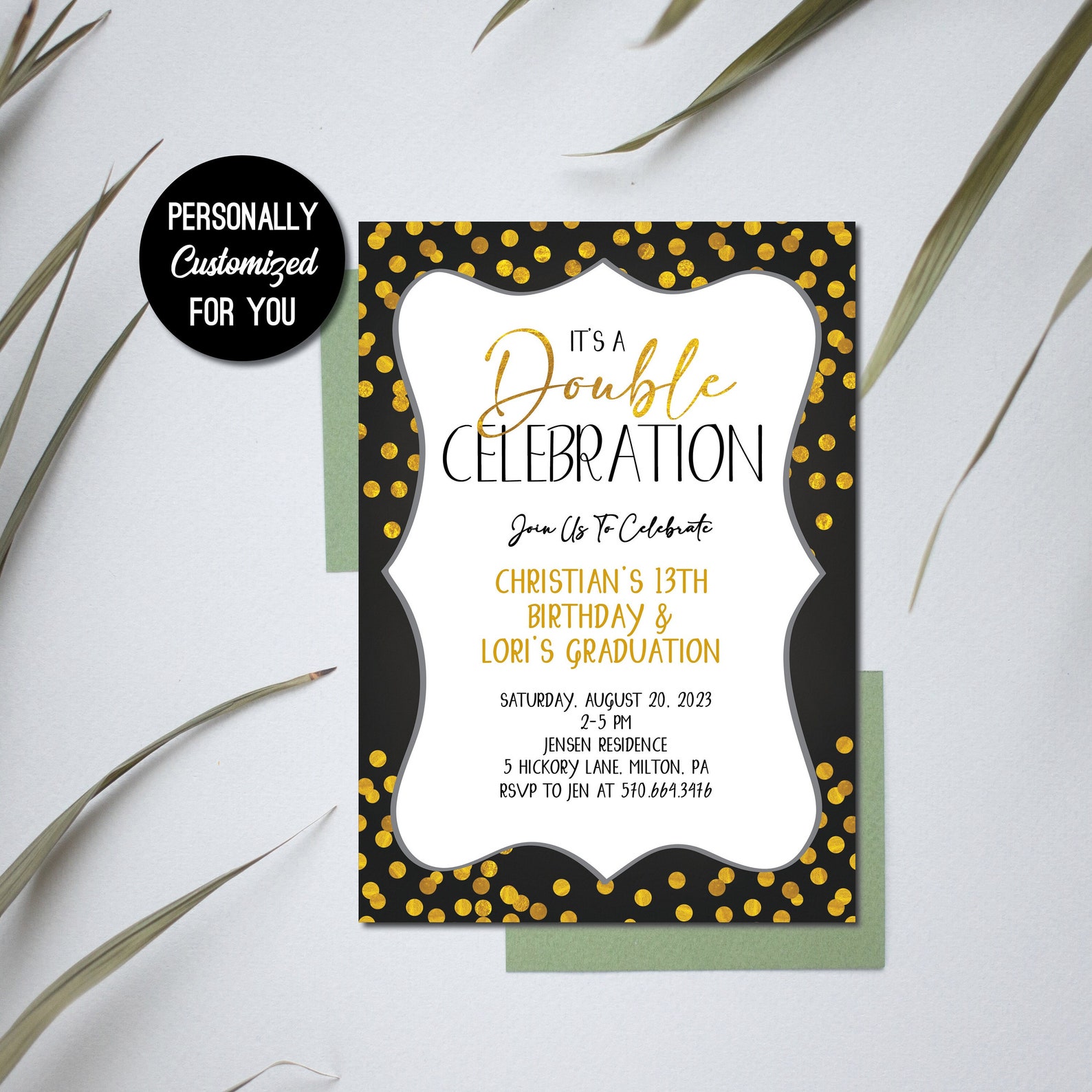 Double Celebration Invitation Black and Gold Dual Party - Etsy