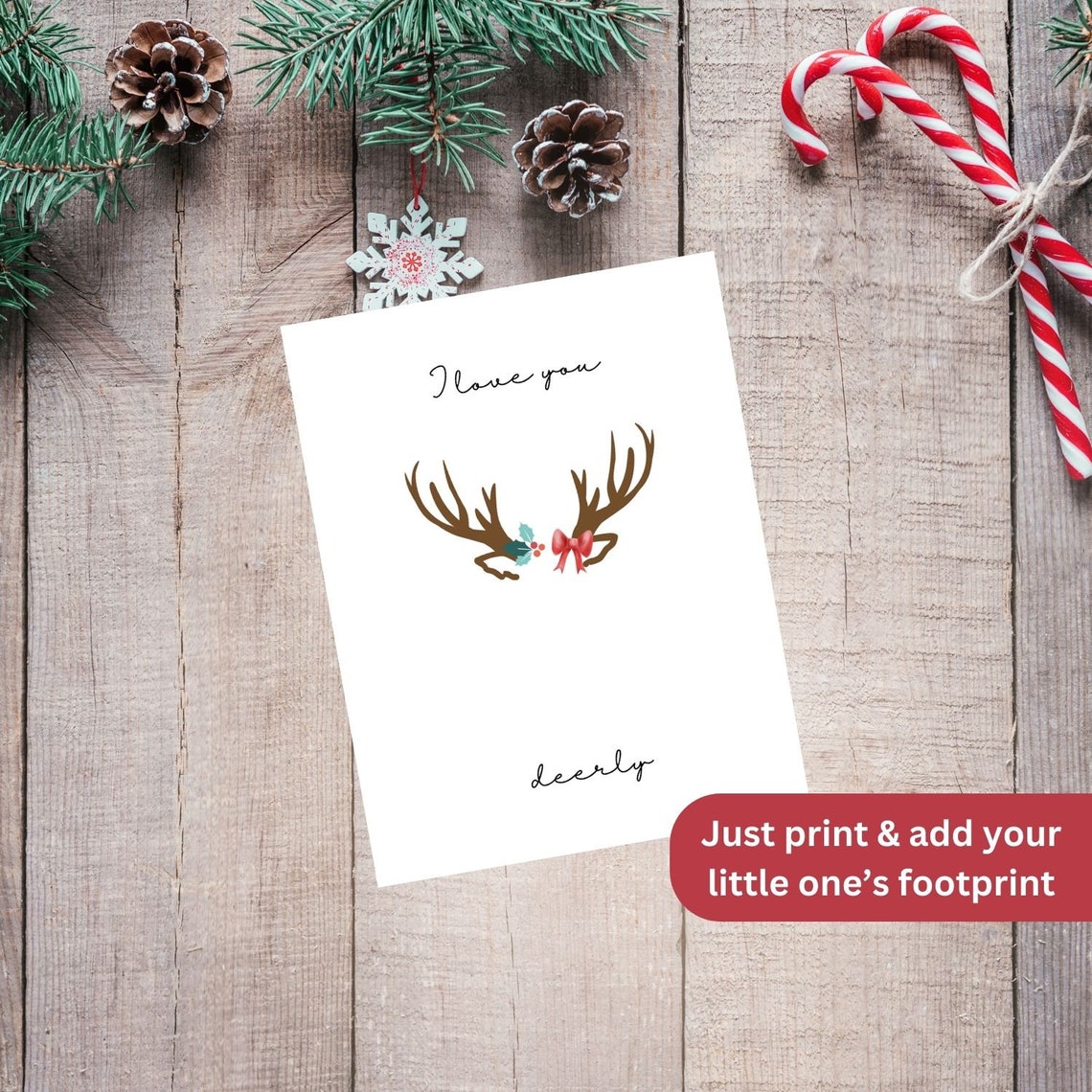 Reindeer Footprint Craft Printable, Footprint Christmas Printable Kids ...