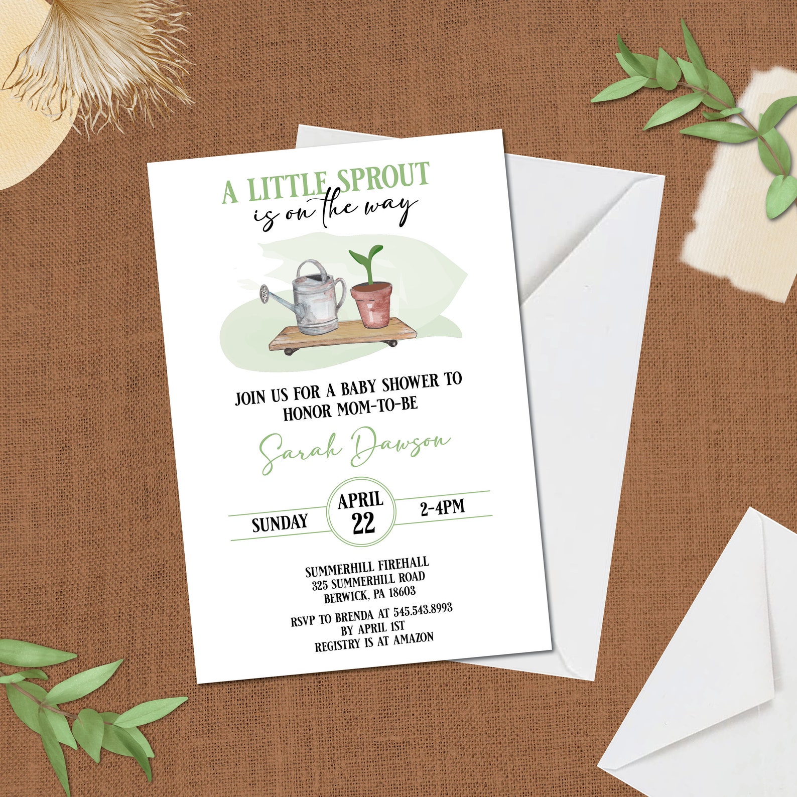 Little Sprout Baby Shower Invitation Digital Download, Locally Grown ...