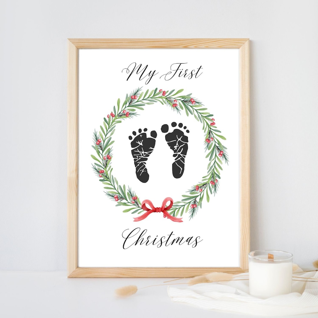 Baby's First Christmas Footprint Printable, Christmas Baby Footprint ...