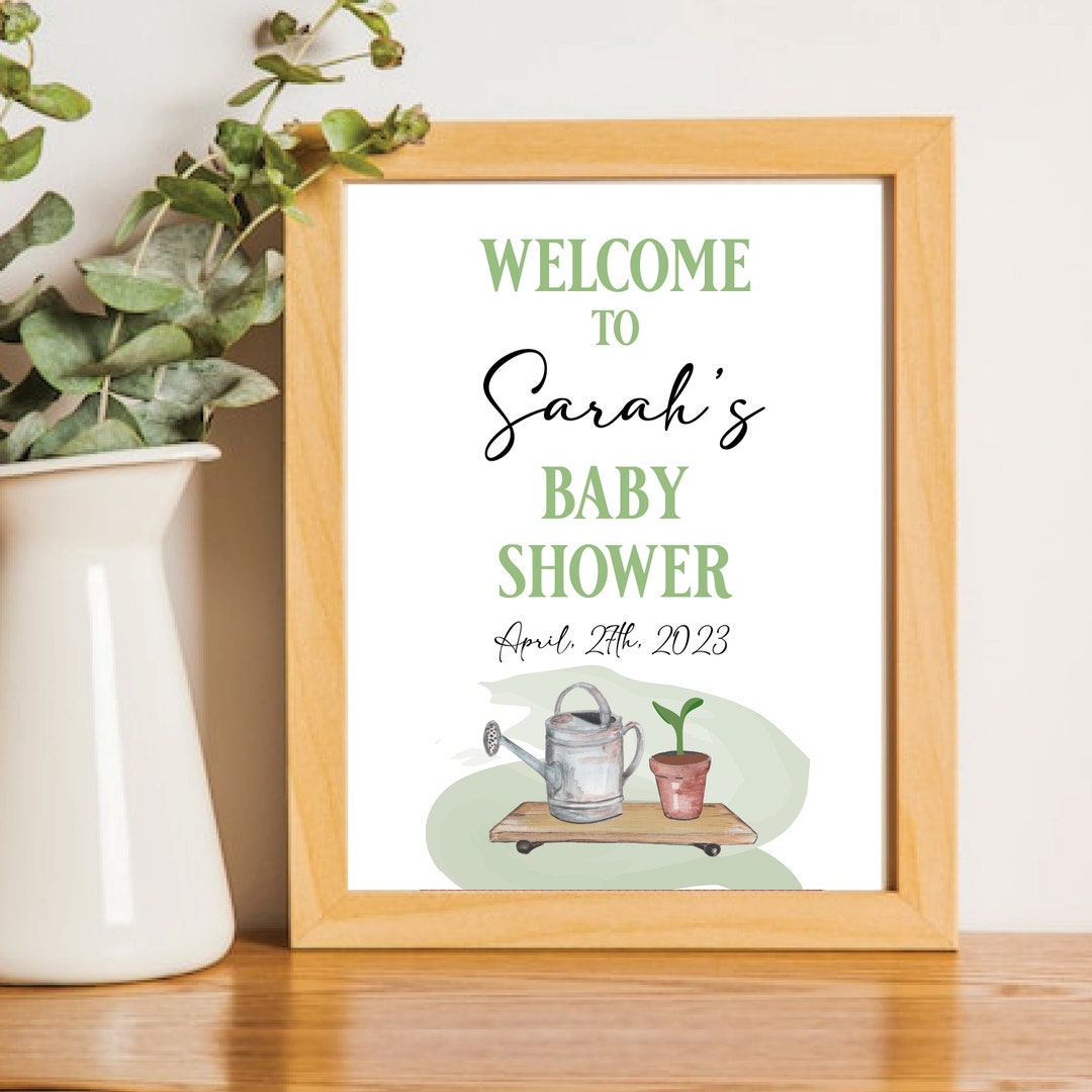 Little Sprout Baby Shower Welcome Sign Download, Plants Baby Shower ...