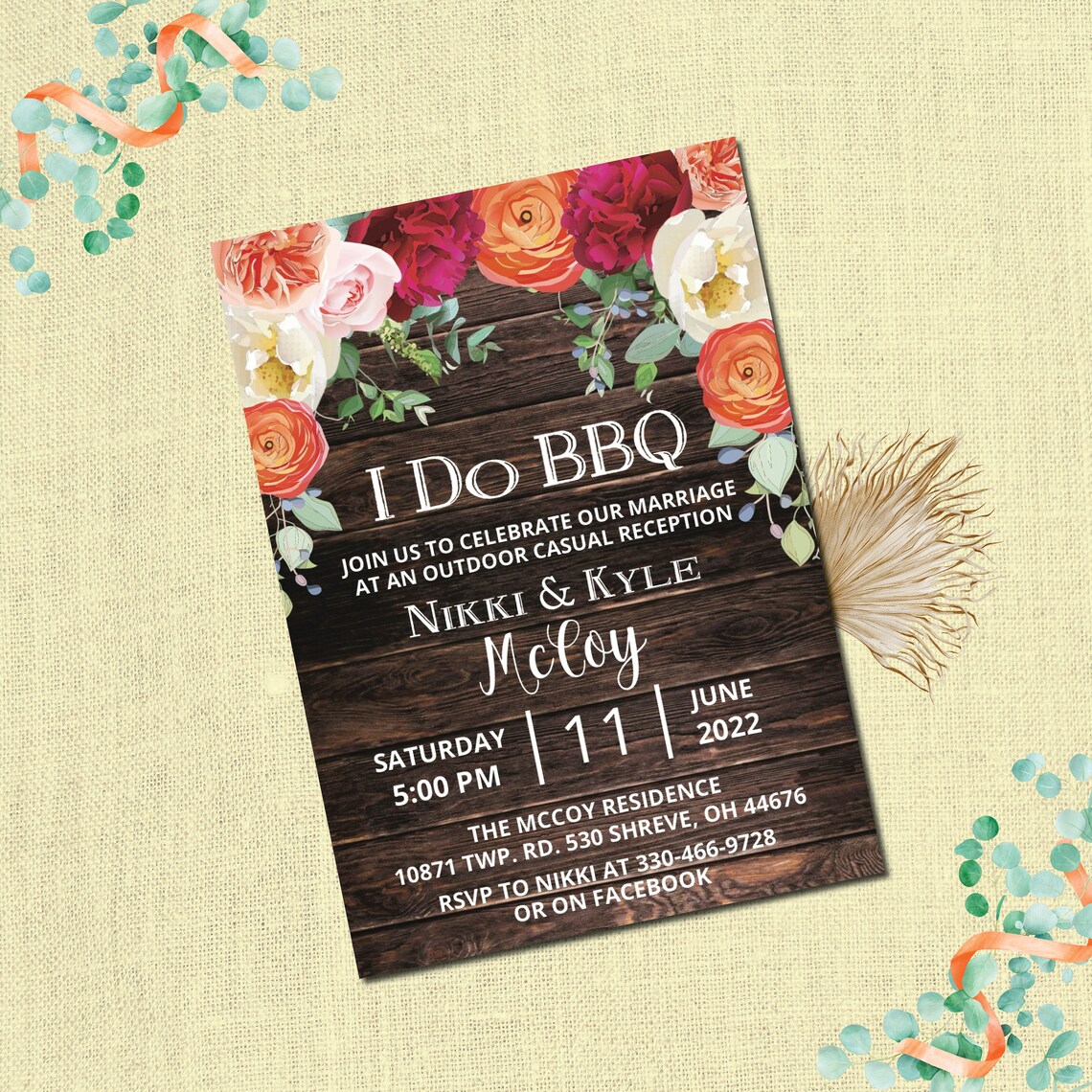 I Do BBQ Invitation Digital, Wedding BBQ Invitation Rustic, Backyard Wedding Invitation Floral ...