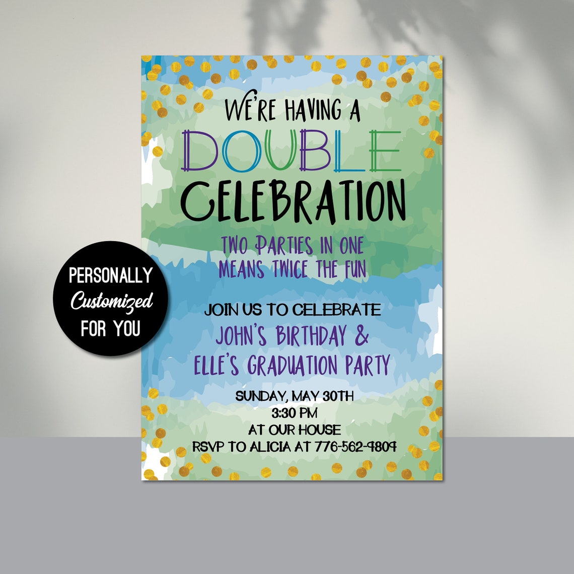 Double Celebration Invitation for Birthday Party, Dual Party Invitation ...