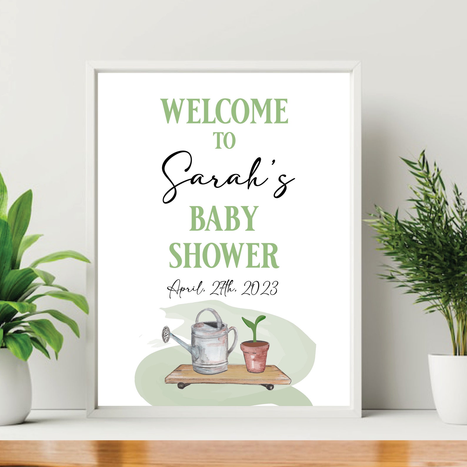 Little Sprout Baby Shower Welcome Sign Download, Plants Baby Shower ...