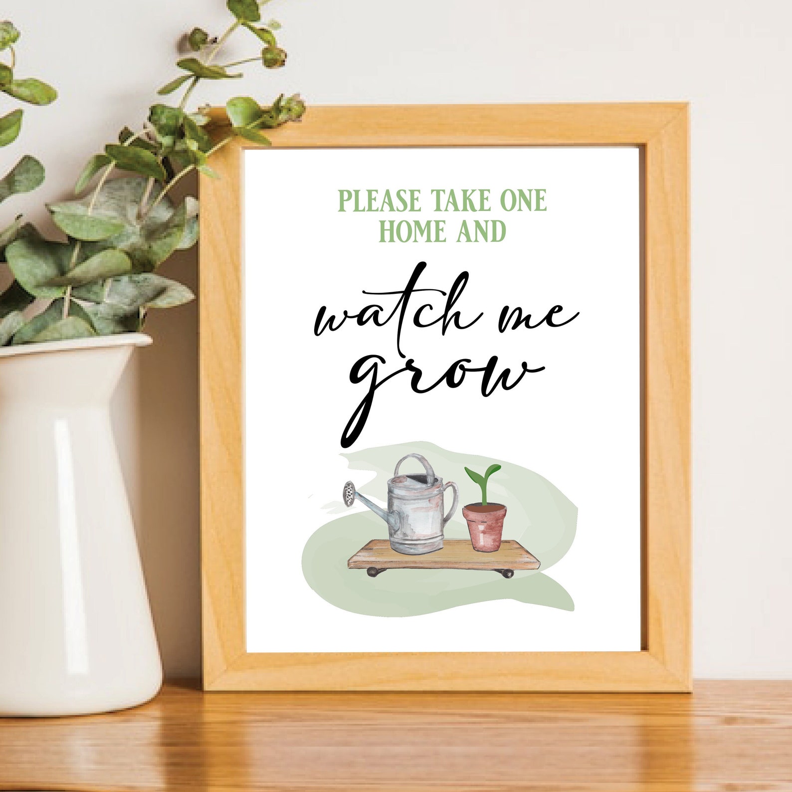 Watch Me Grow Plant Signs, Little Sprout Baby Shower Favor Sign, Plant ...