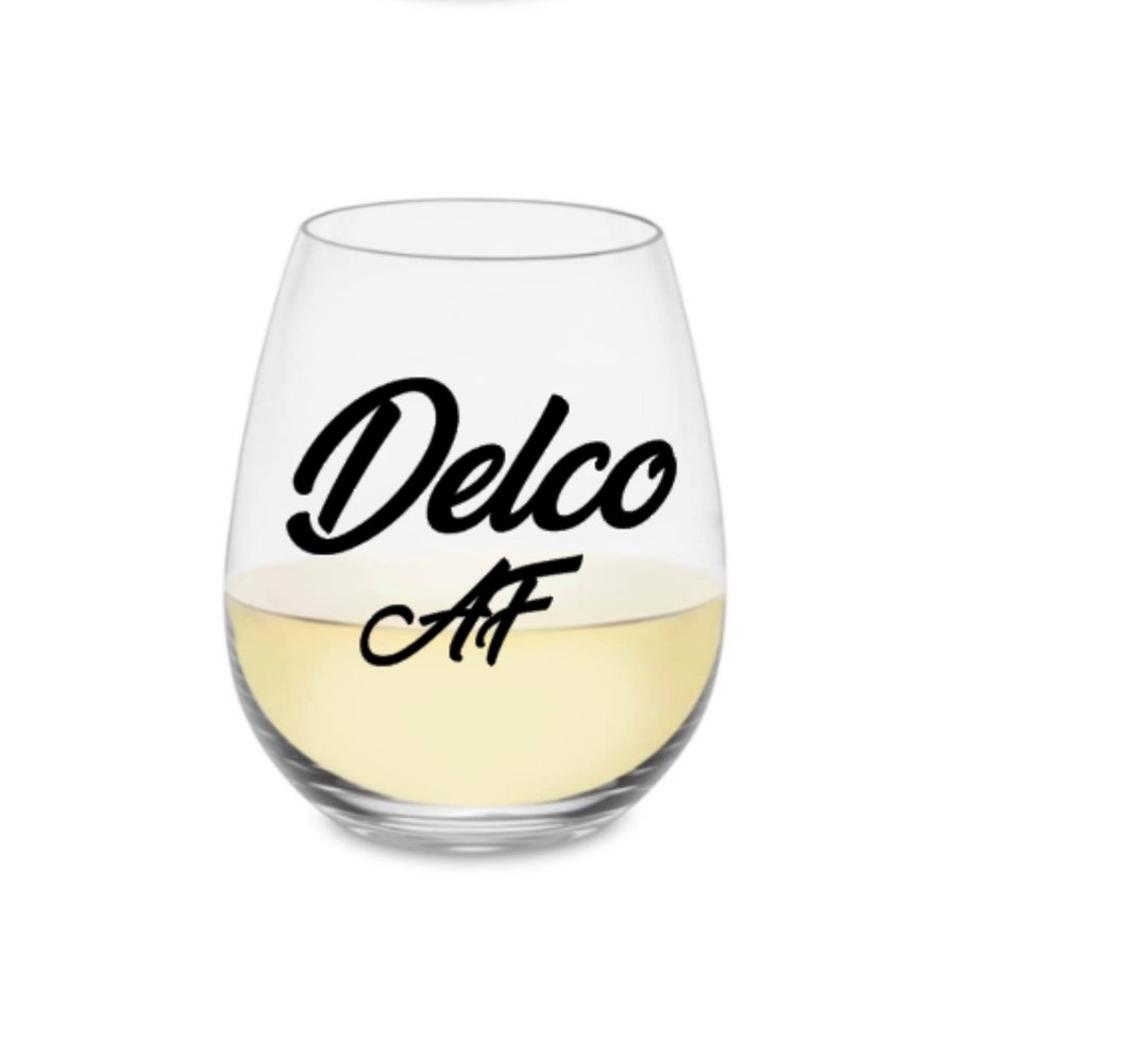 Delco Wine Glass. Delco Gift. Delaware County Wine Glass. Philadelphia ...