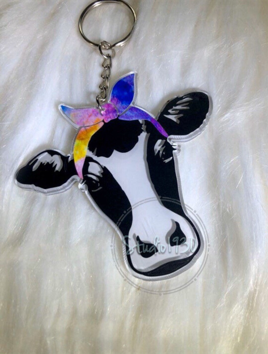 Cow Keychain - Etsy