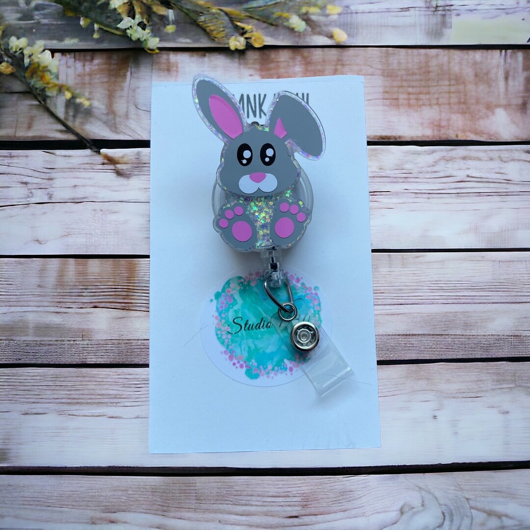 Sitting Bunny Badge Reel — Easter Badge Reel — Easter Nurse Gifts - Etsy