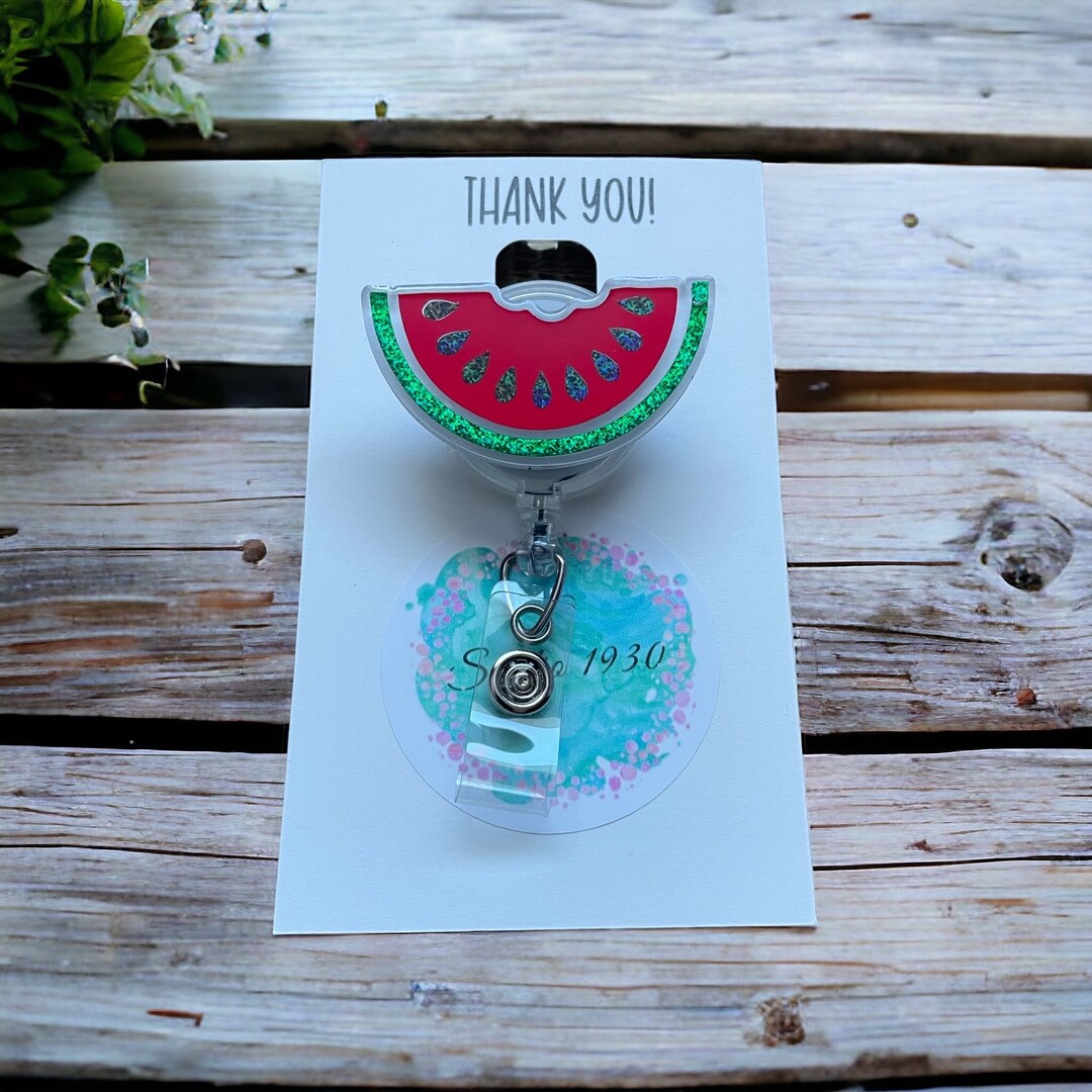 Watermelon Badge Reel -- Retractable Badge Summer Badge Reel - Etsy