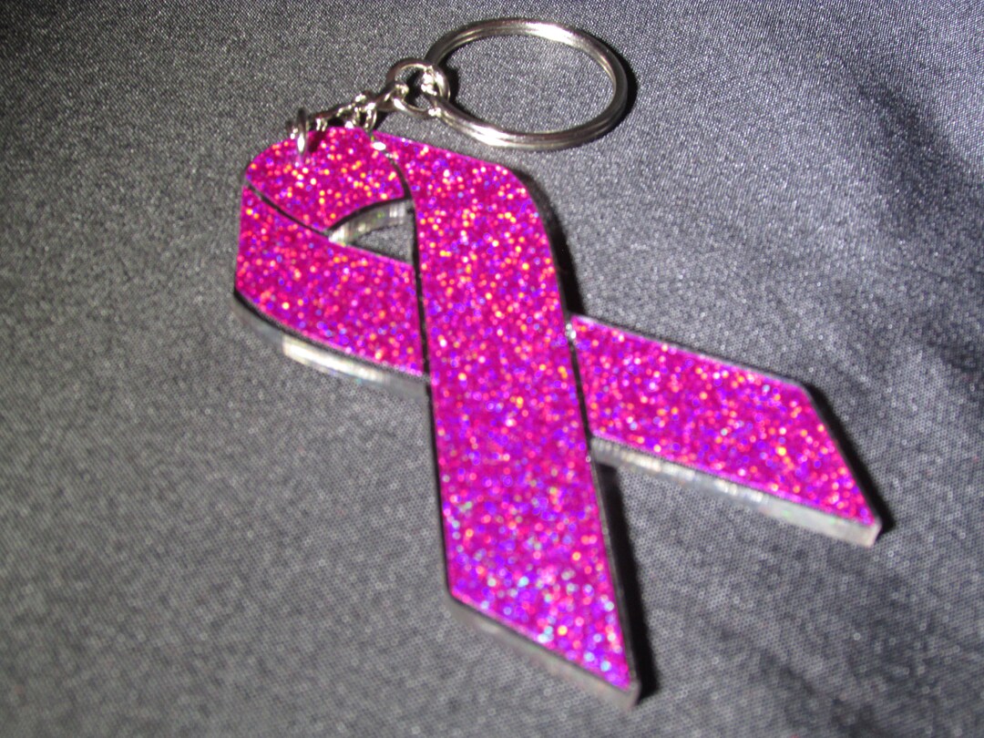 Breast Cancer Awareness Ribbon Keychain Acrylic Keychain Pink Keychain ...