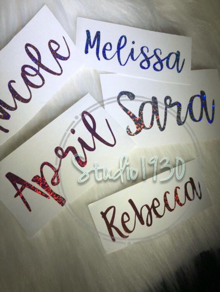 Name Decals Name Stickers Glitter Name Decals Personalized - Etsy