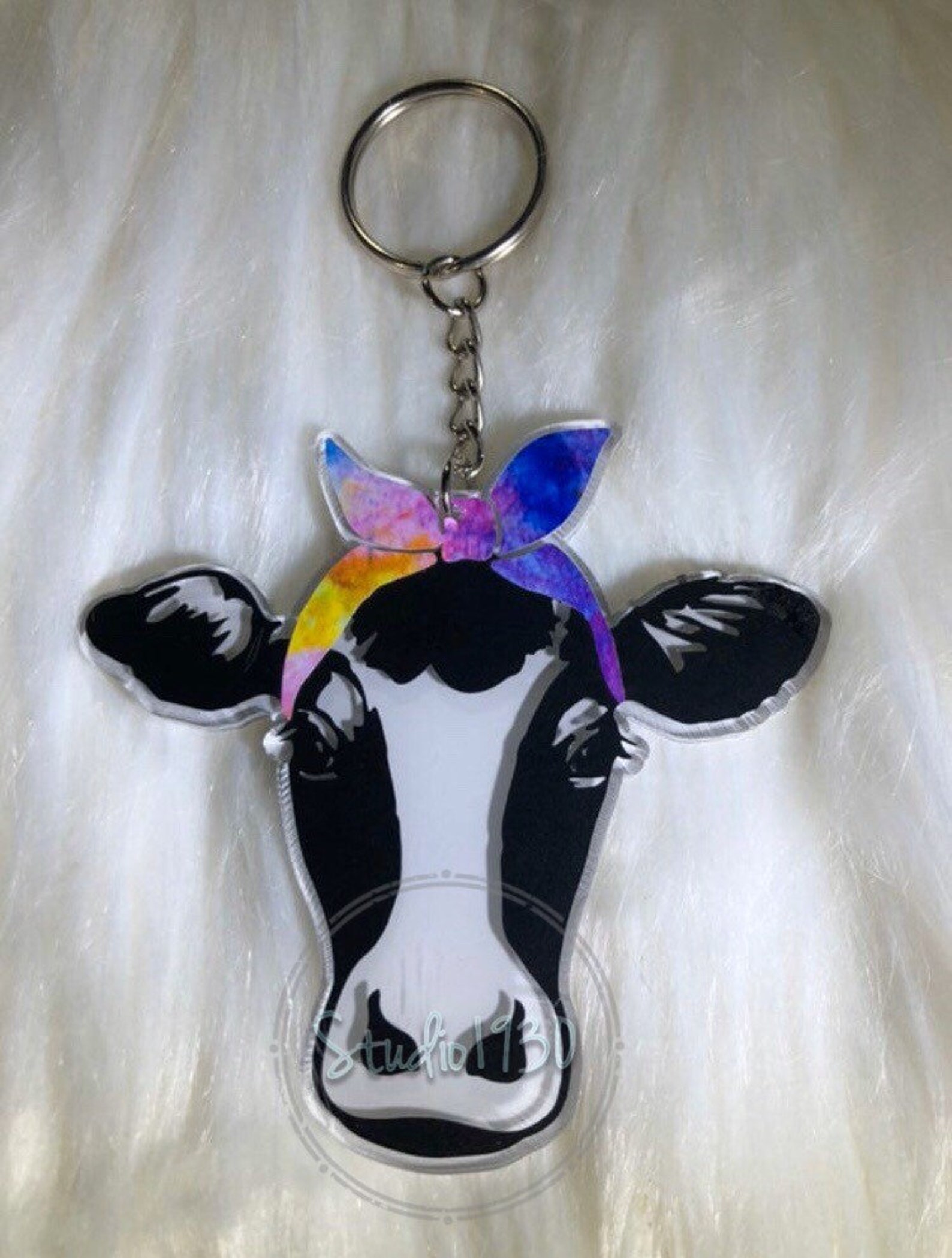Cow Keychain - Etsy