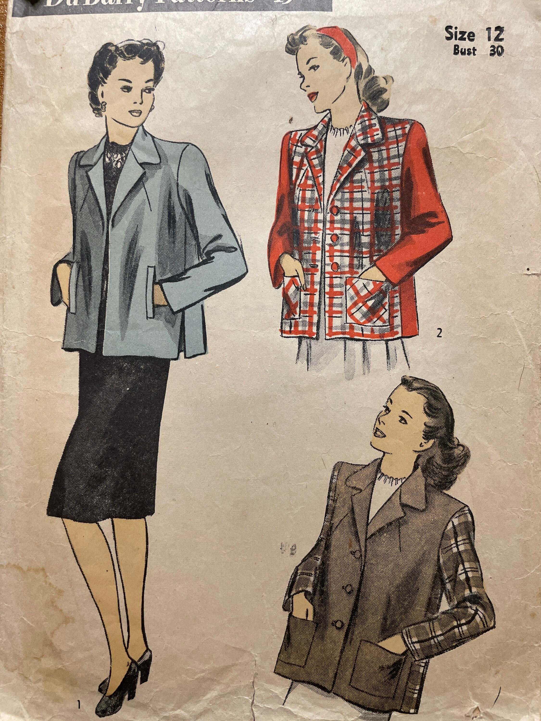 Vintage 1940s Jacket Sewing Pattern Du Barry 5993 - Etsy