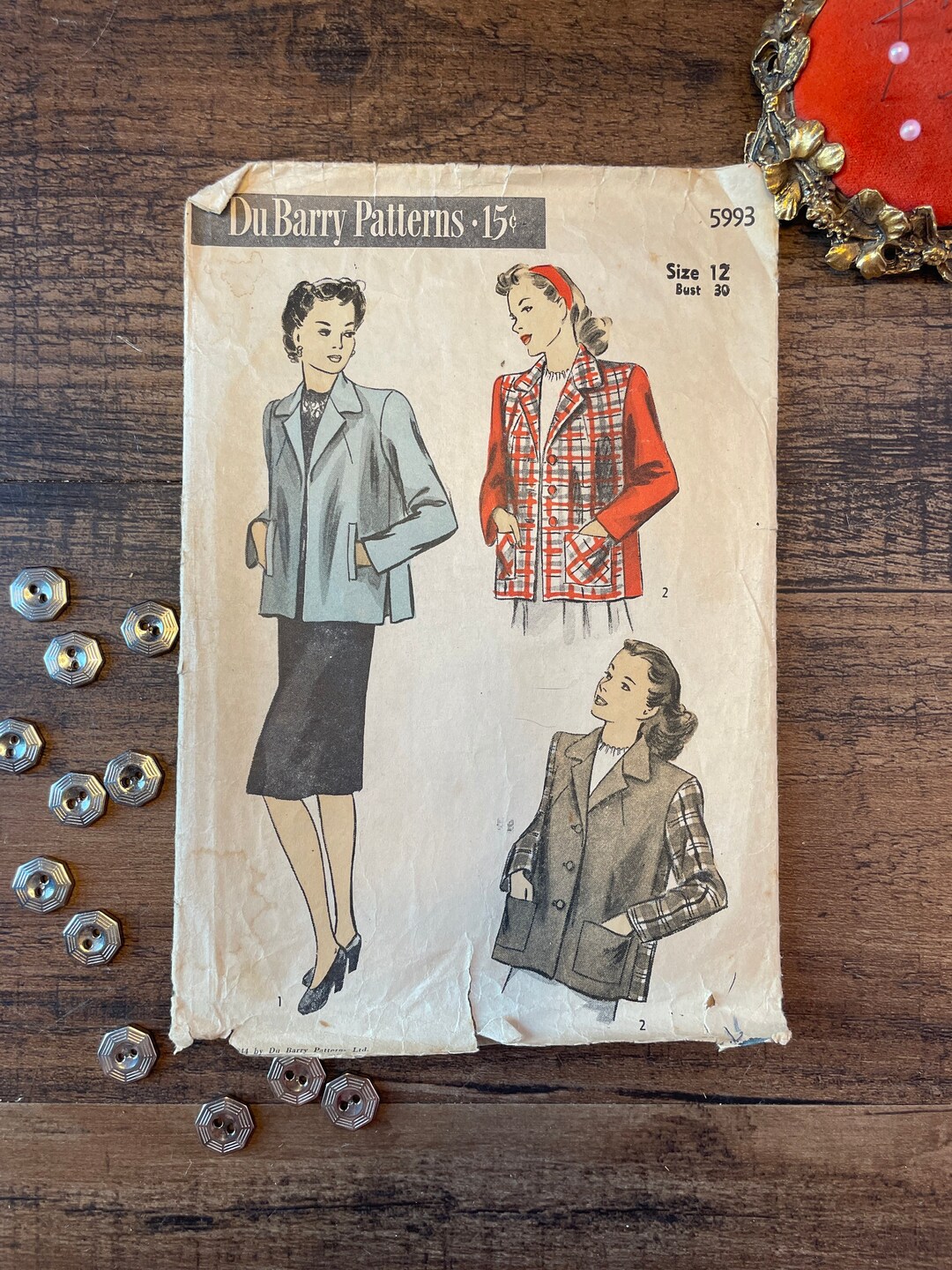 Vintage 1940s Jacket Sewing Pattern Du Barry 5993 - Etsy