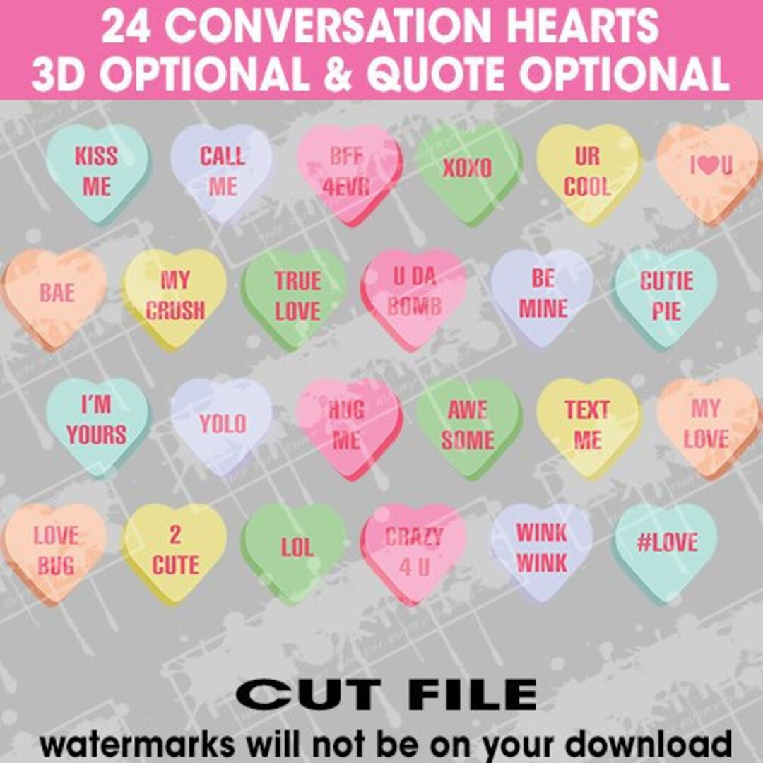 Conversation Hearts Svg, Valentines Day SVG, Heart SVG, Valentine Shirt ...