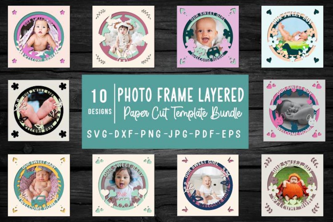 3D Photo Frame SVG Bundle: Layered Baby Girl Boy Shadow Box, Paper Cut ...