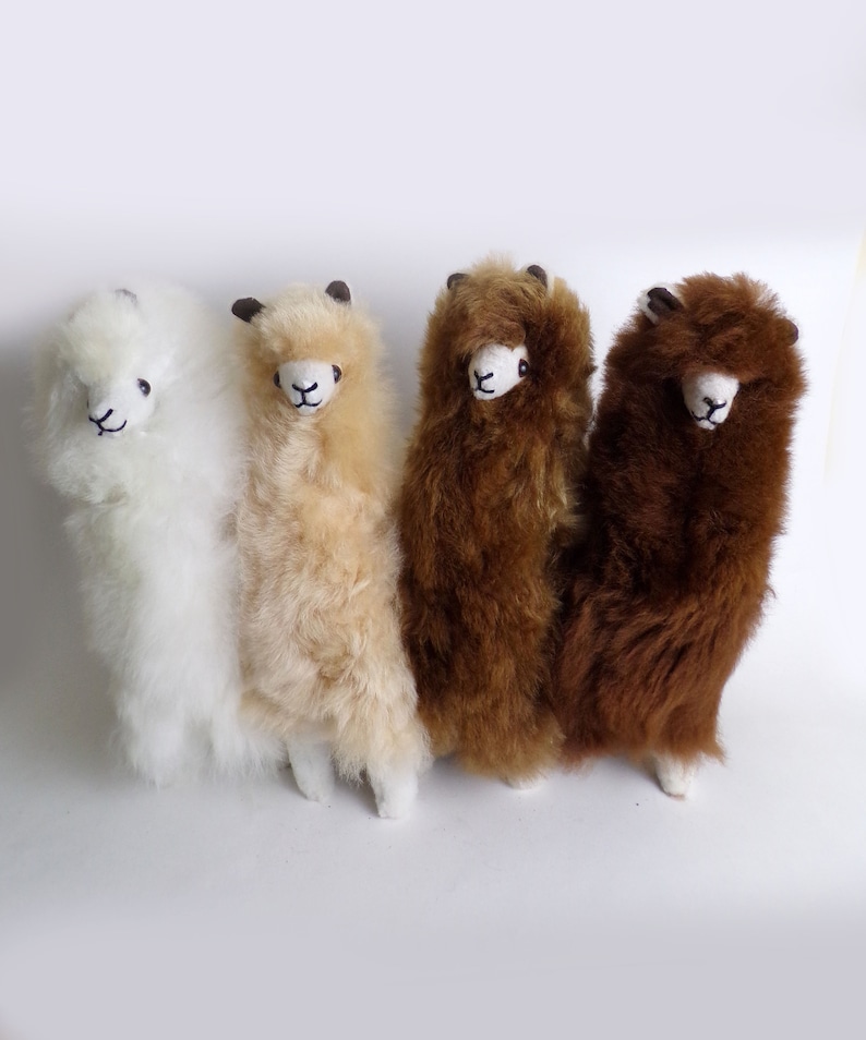 12" Inches Height Handmade Alpaca Fur Stuffed Animal Plush Llama Teddy ...