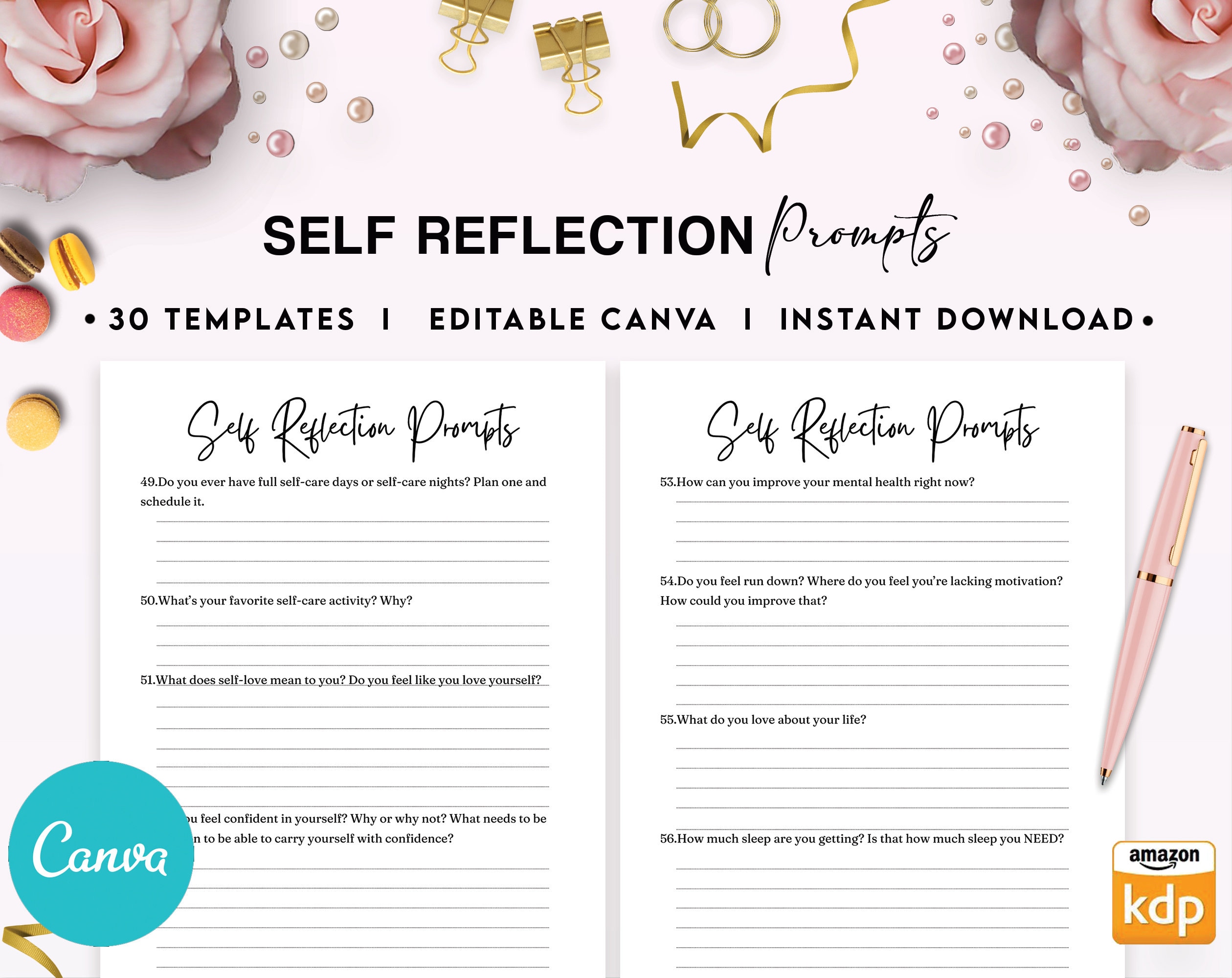 Self-reflection Guided Journal With Prompts 30 Editable - Etsy