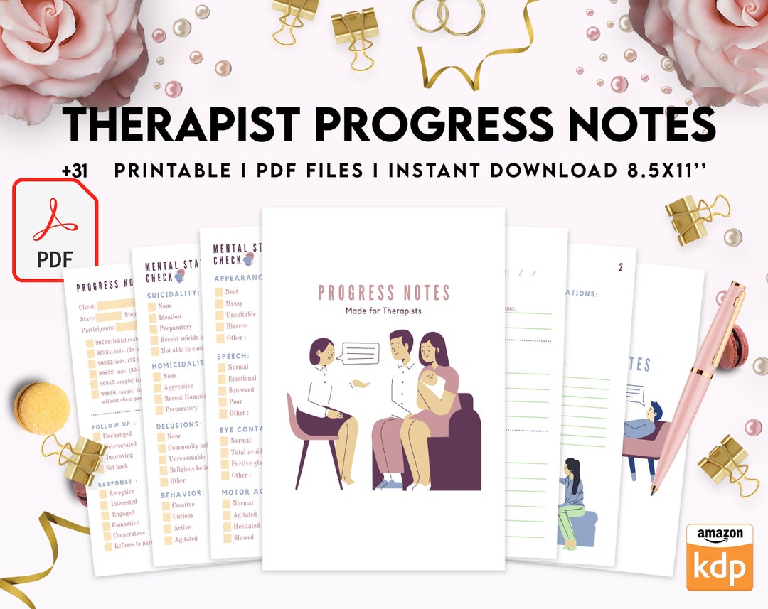 Progress Notes for Therapists, Printable Therapy Worksheets, Client ...