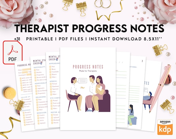 Progress Notes for Therapists Printable Therapy Worksheets - Etsy