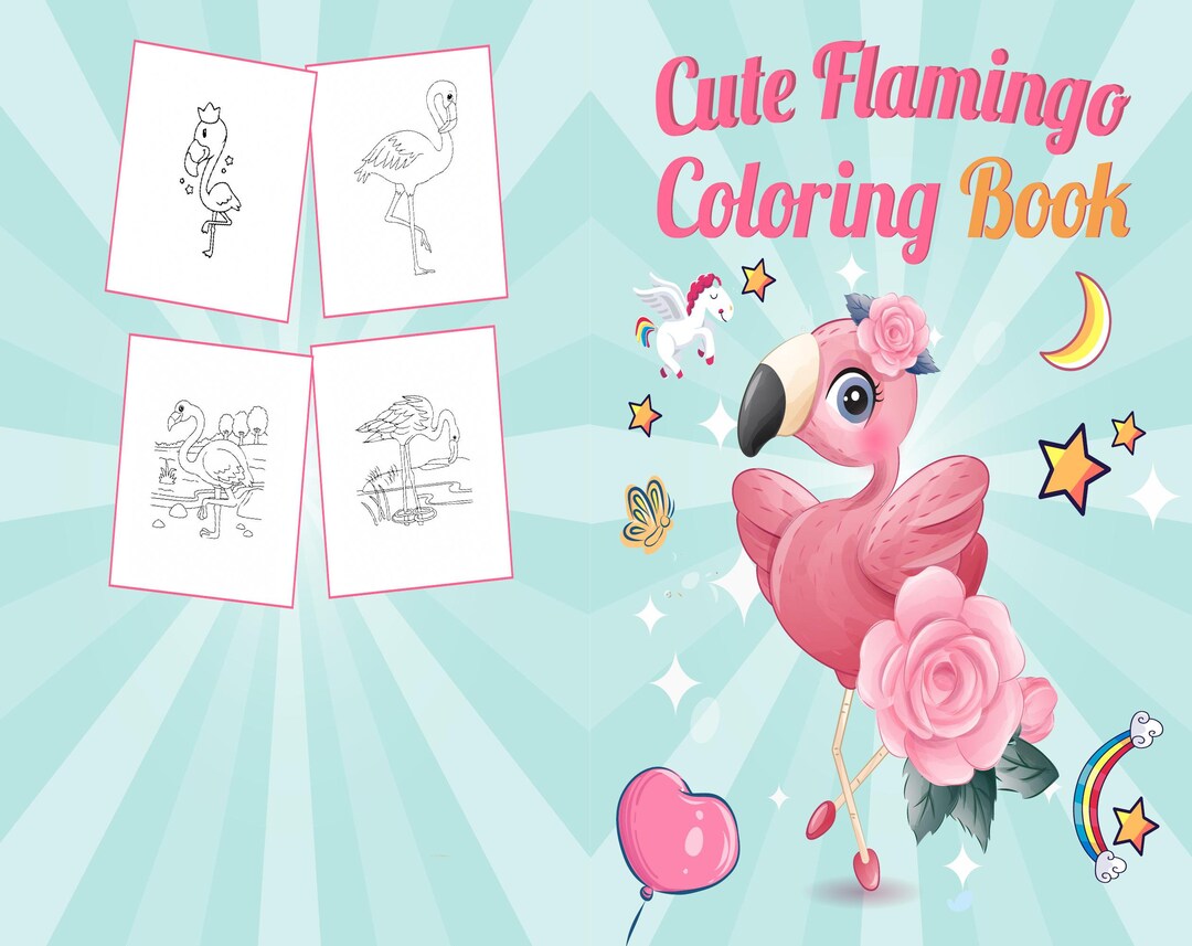 Cute Flamingo Coloring Book for Kids, 8,5x11 Printable PDF File Kids ...