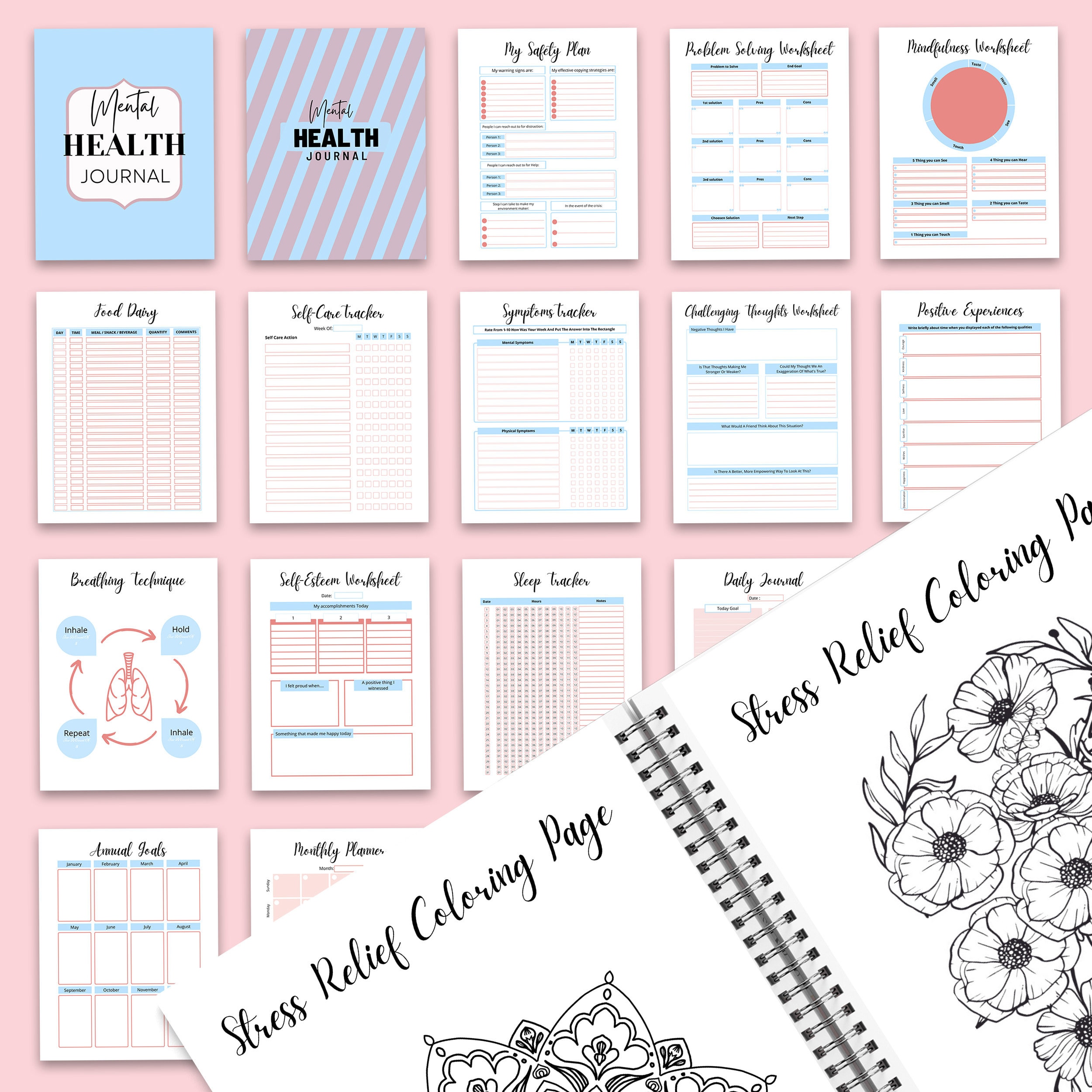 Mental Health Guided Therapy Journal With Prompts 60 Pages, Printable ...