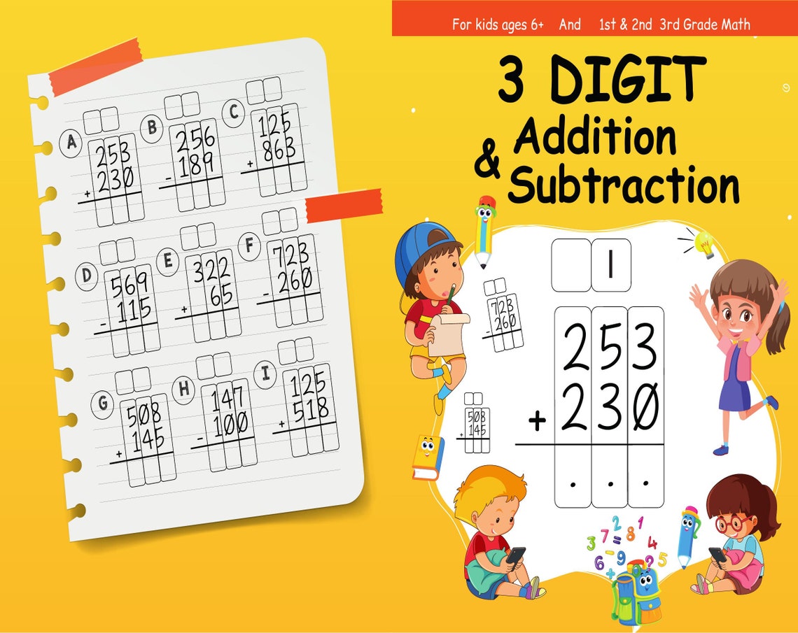 3 Digit Addition Subtraction Activity Book PDF File 8.5x11 - Etsy