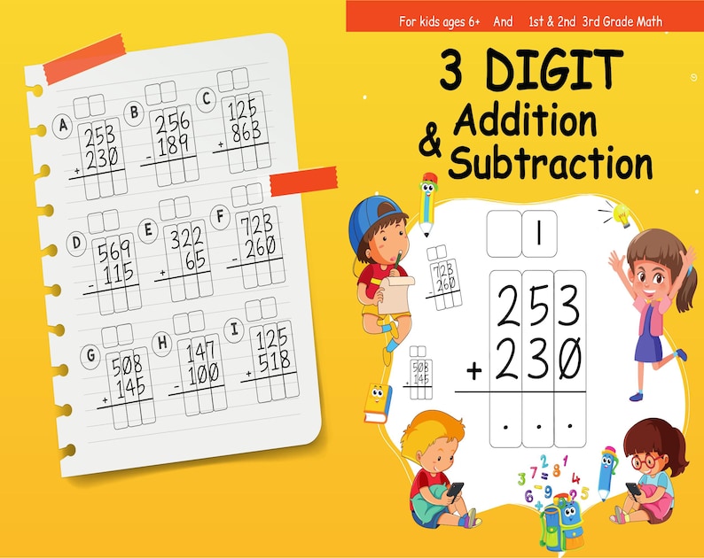 3 Digit Addition Subtraction Activity Book PDF File 8.5x11 Inch for ...