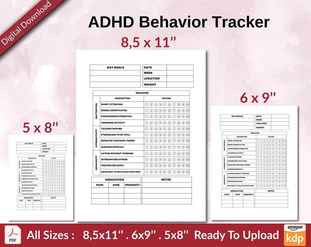 ADHD Behavior Tracker 120 Pages Ready to Upload PDF Used as Low Content ...