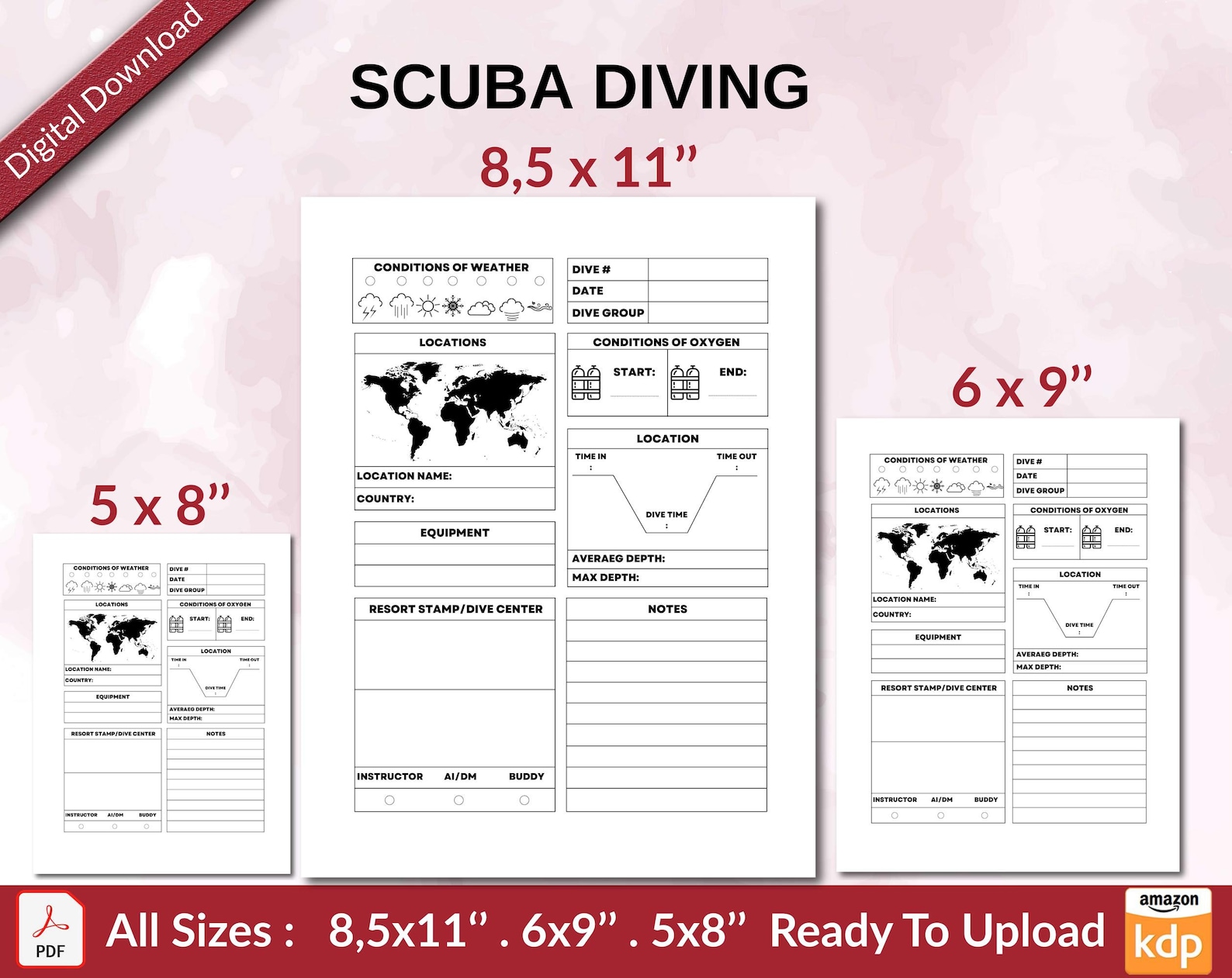 SCUBA Diving 120 Pages Ready to Upload PDF Used as Low Content Planner ...