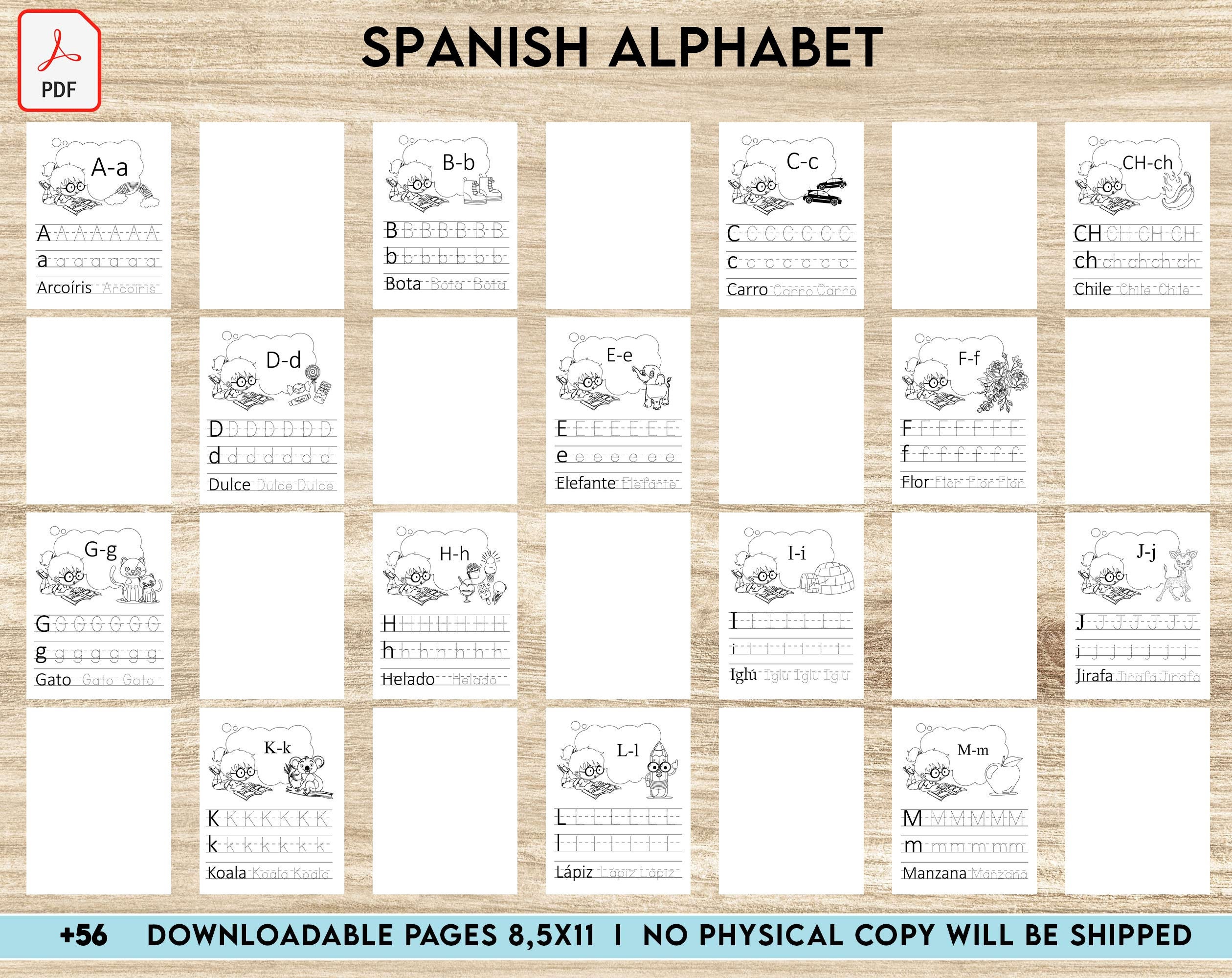 Spanish Alphabet Activity Book PDF File 8.5x11 Inch for Kids Aged 2-4 4 ...