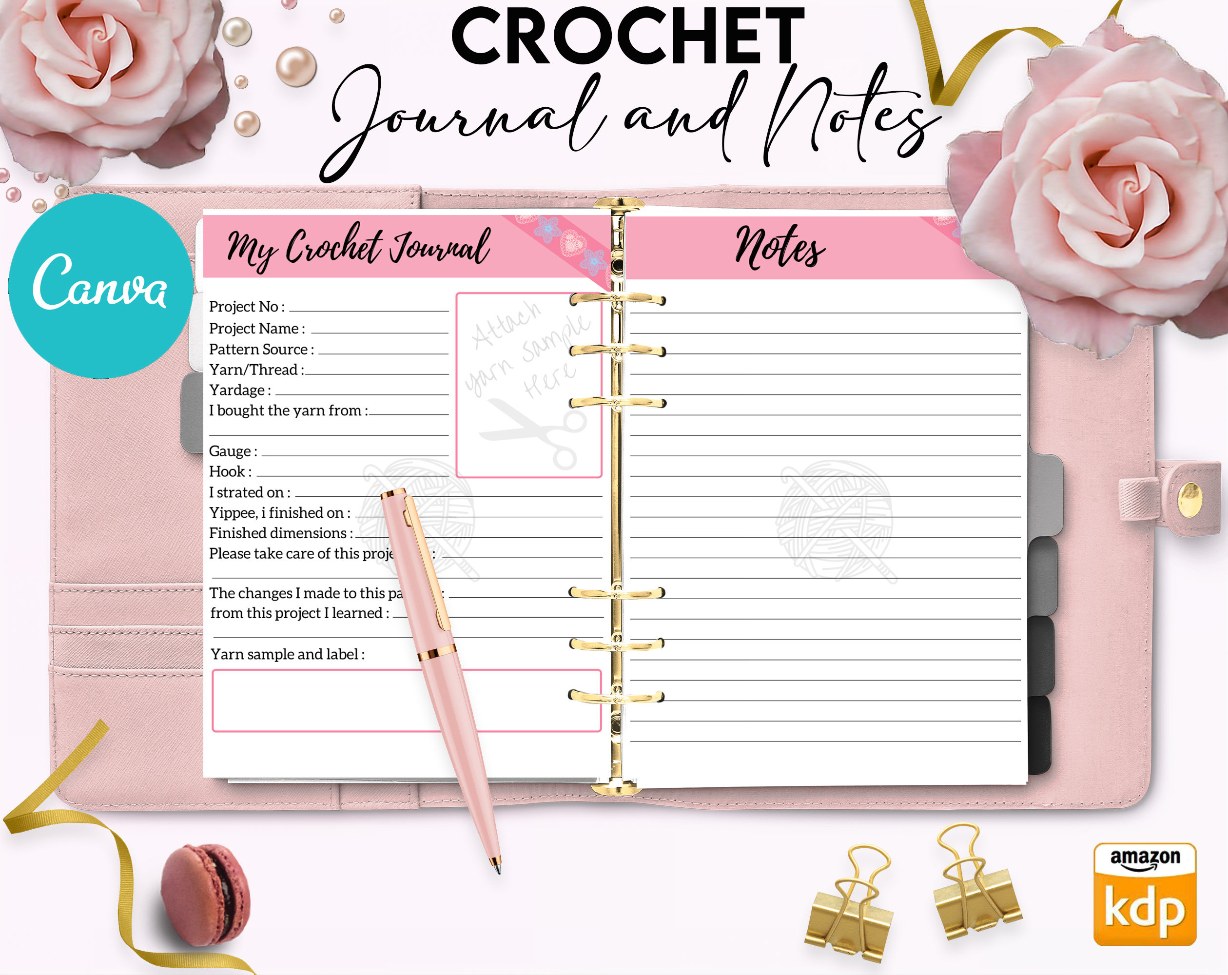 Crochet Editable Templates for Journal Canva KDP Planner - Etsy