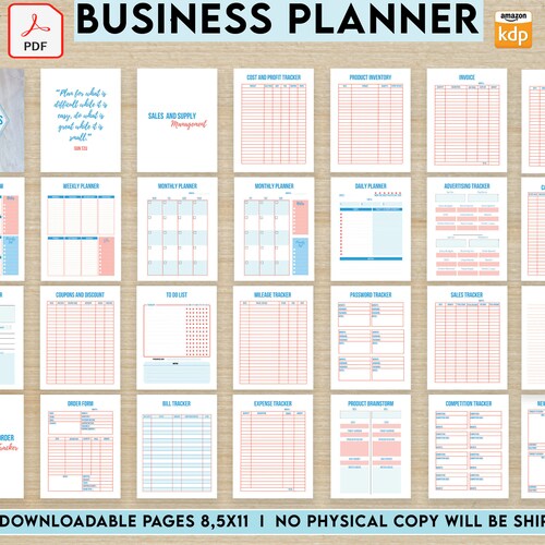 Printable Business Planner Journal 33 Pages 8.5x11 KDP - Etsy