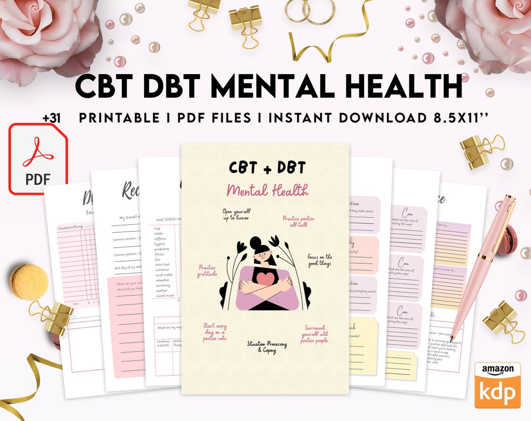 CBT DBT Mental Health Journal and Worksheets, Situation Processing ...