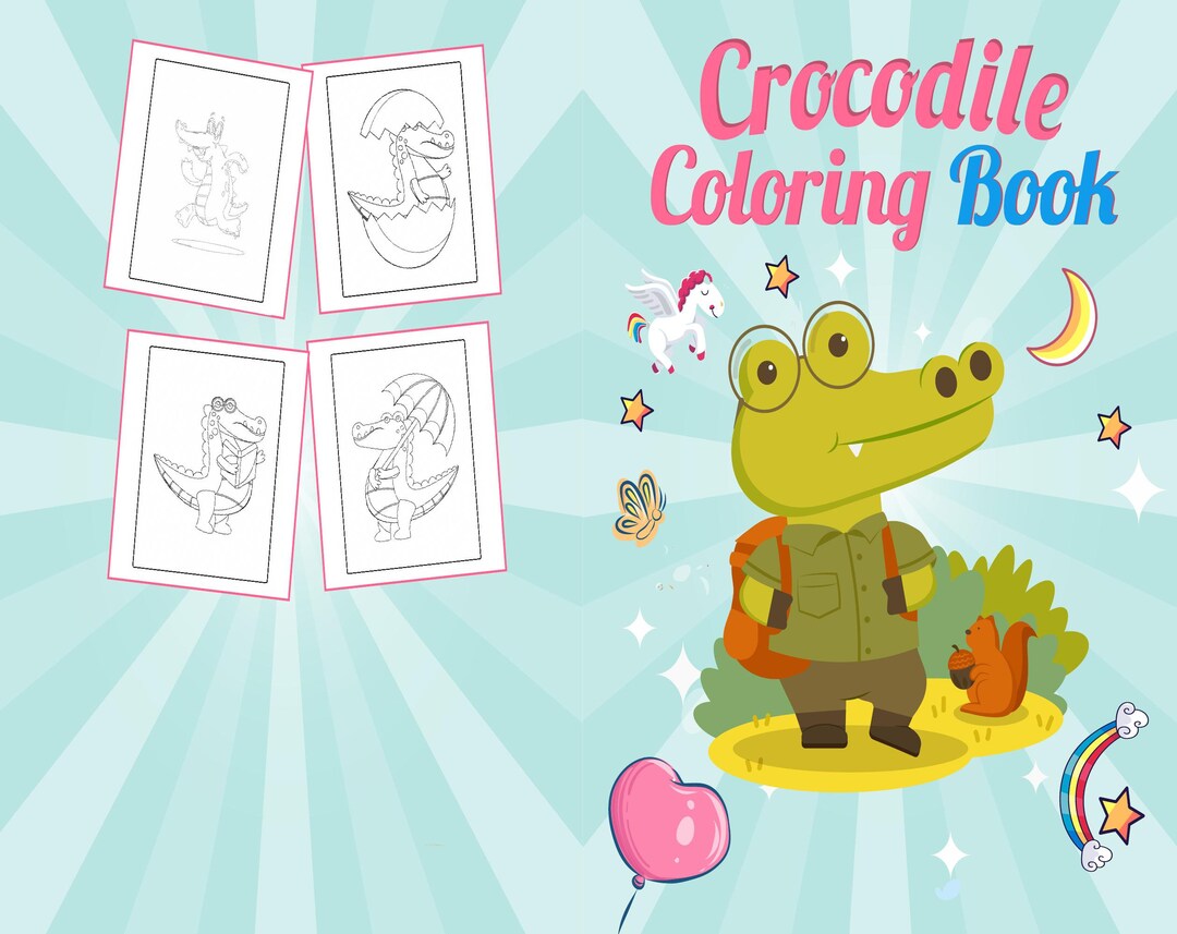 Crocodile Coloring Book for Kids, 8,5x11 Printable PDF File Kids Cute ...