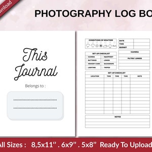 PHOTOGRAPHY Log Book 120 Pages Ready to Upload PDF Used as Low Content ...