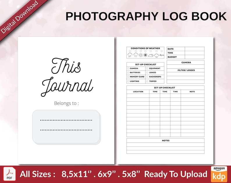 PHOTOGRAPHY Log Book 120 Pages Ready to Upload PDF Used as Low - Etsy