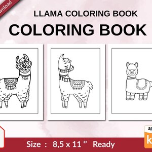 Cute Llama Coloring Book for Kids, 8,5x11 Printable PDF File Kids Cute ...