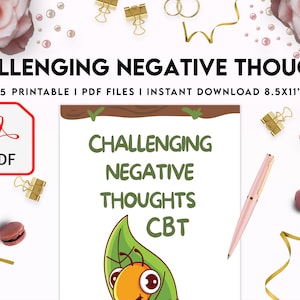 Challenging Negative Thoughts, CBT Printable Worksheets, Self Care ...