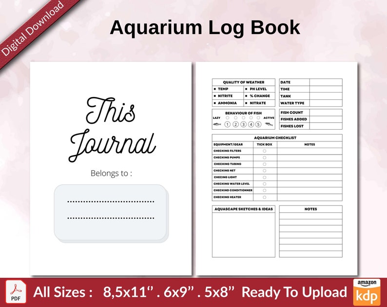 Aquarium Log Book 120 Pages Ready to Upload PDF Used as Low - Etsy