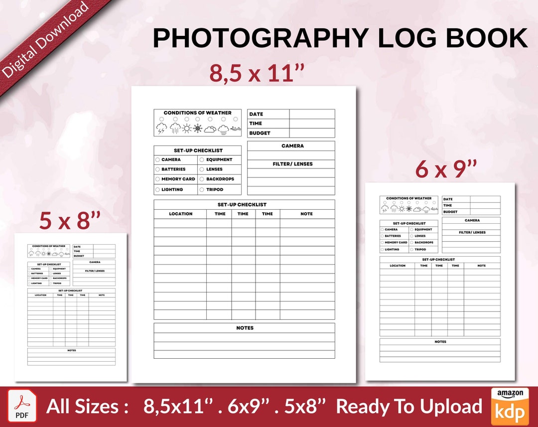 PHOTOGRAPHY Log Book 120 Pages Ready to Upload PDF Used as Low Content ...