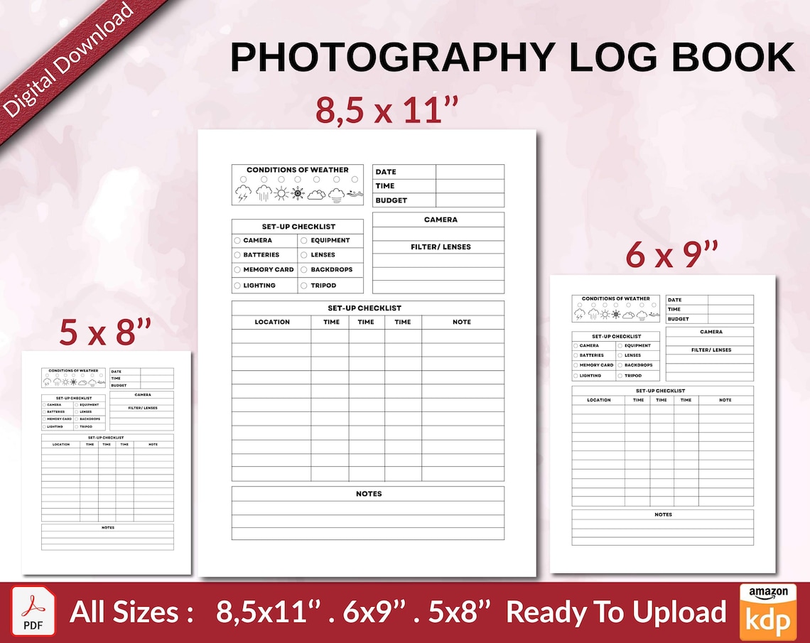 PHOTOGRAPHY Log Book 120 Pages Ready to Upload PDF Used as Low - Etsy