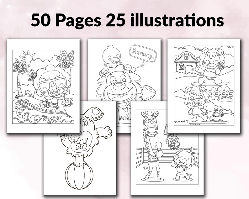 Lion Coloring Book for Kids 50 Pages With 25 Illustrations, PDF ...
