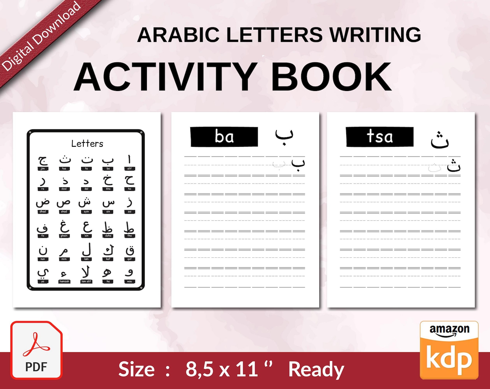 Arabic Letters Writing Activity Book Handwriting PDF File - Etsy