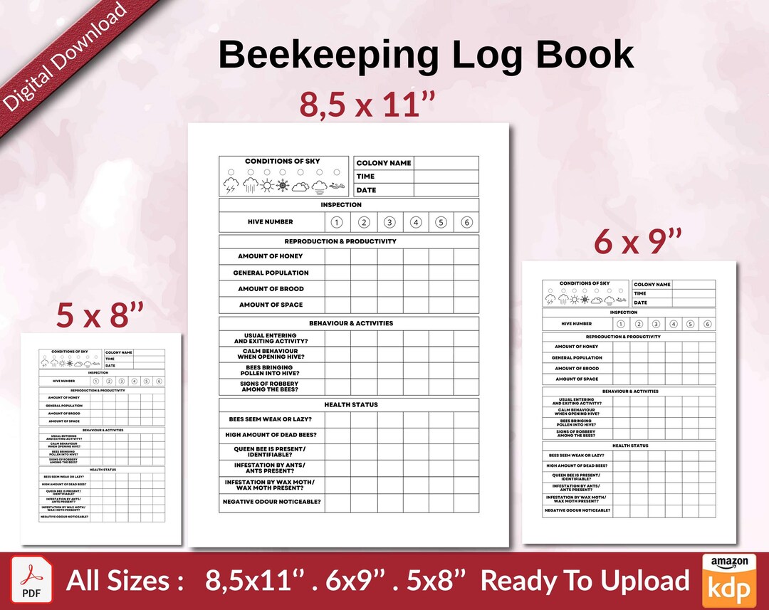 Beekeeping Log Book 120 Pages Ready to Upload PDF Used as Low Content ...