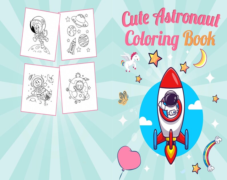 Cute Astronaut Coloring Book for Kids 85x11 Printable PDF - Etsy