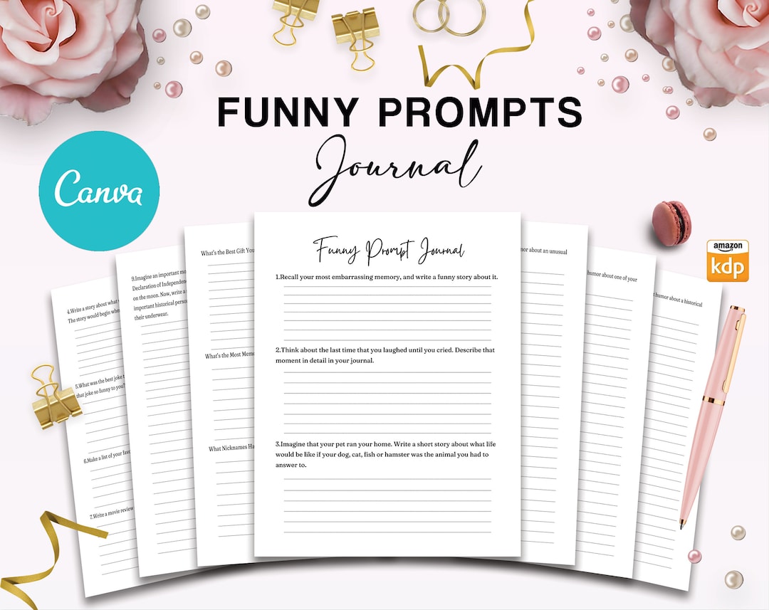 Funny Prompt Journal 34 Editable Templates, 8.5x11" Canva KDP Planner ...