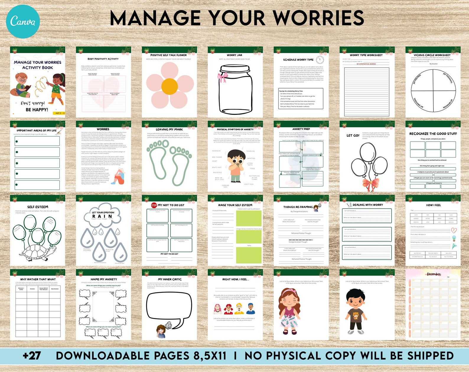 CBT Activities for Kids Ages 8-12 CBT Worksheets Anxiety - Etsy