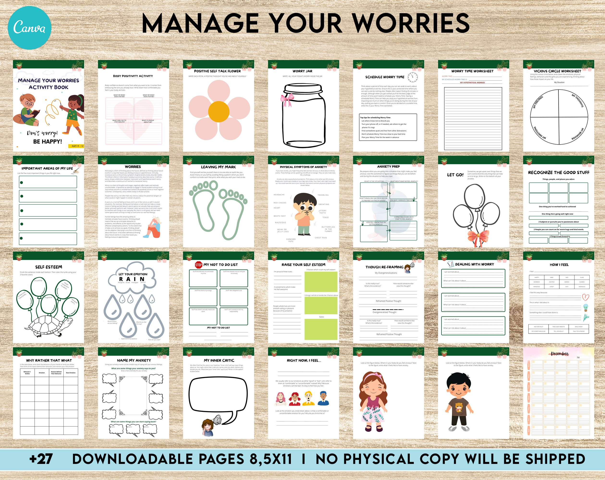 CBT Activities for Kids Ages 8-12 CBT Worksheets Anxiety - Etsy
