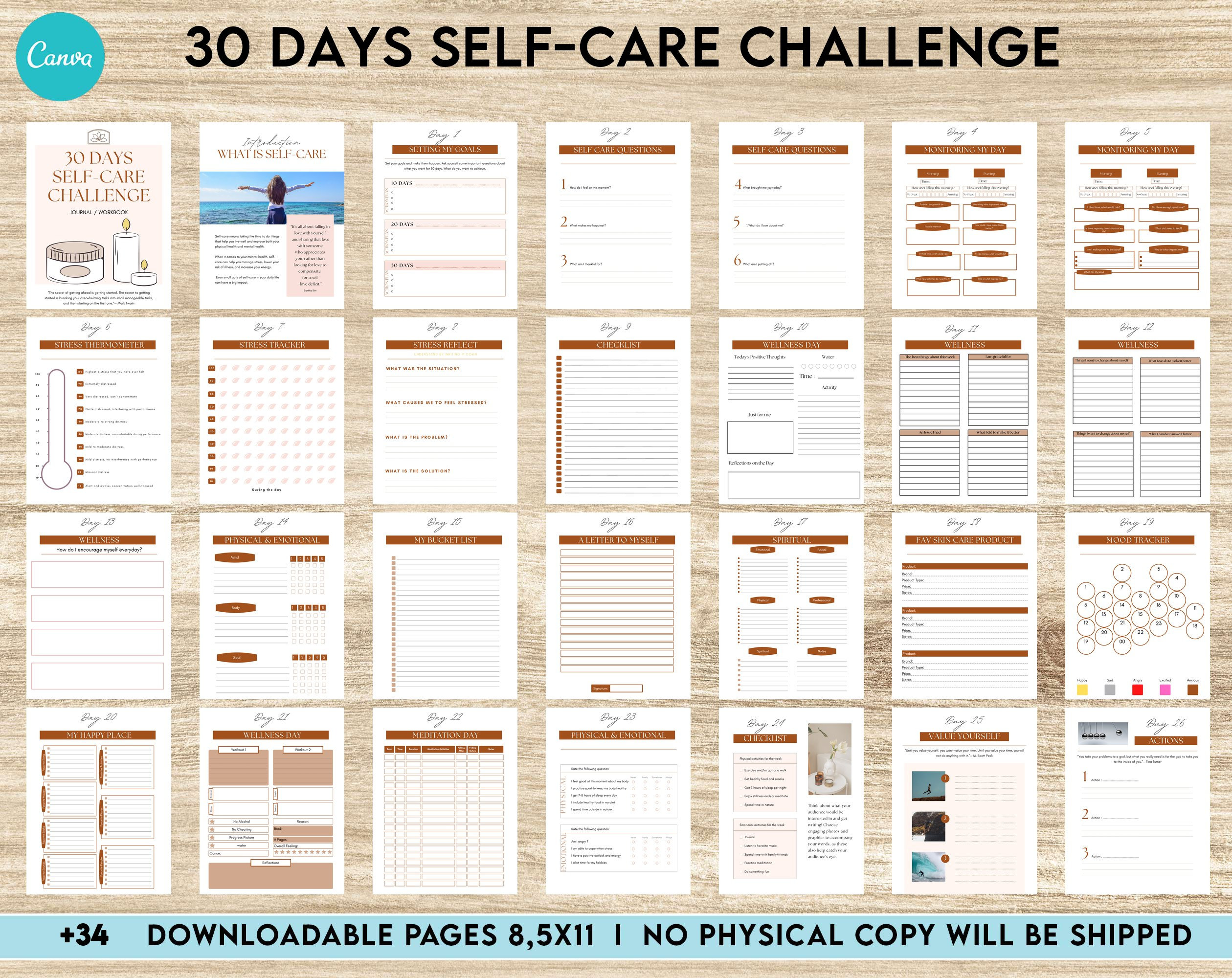 30 Day Self-care Challenge, Self Care Journal, Self Care Planner ...